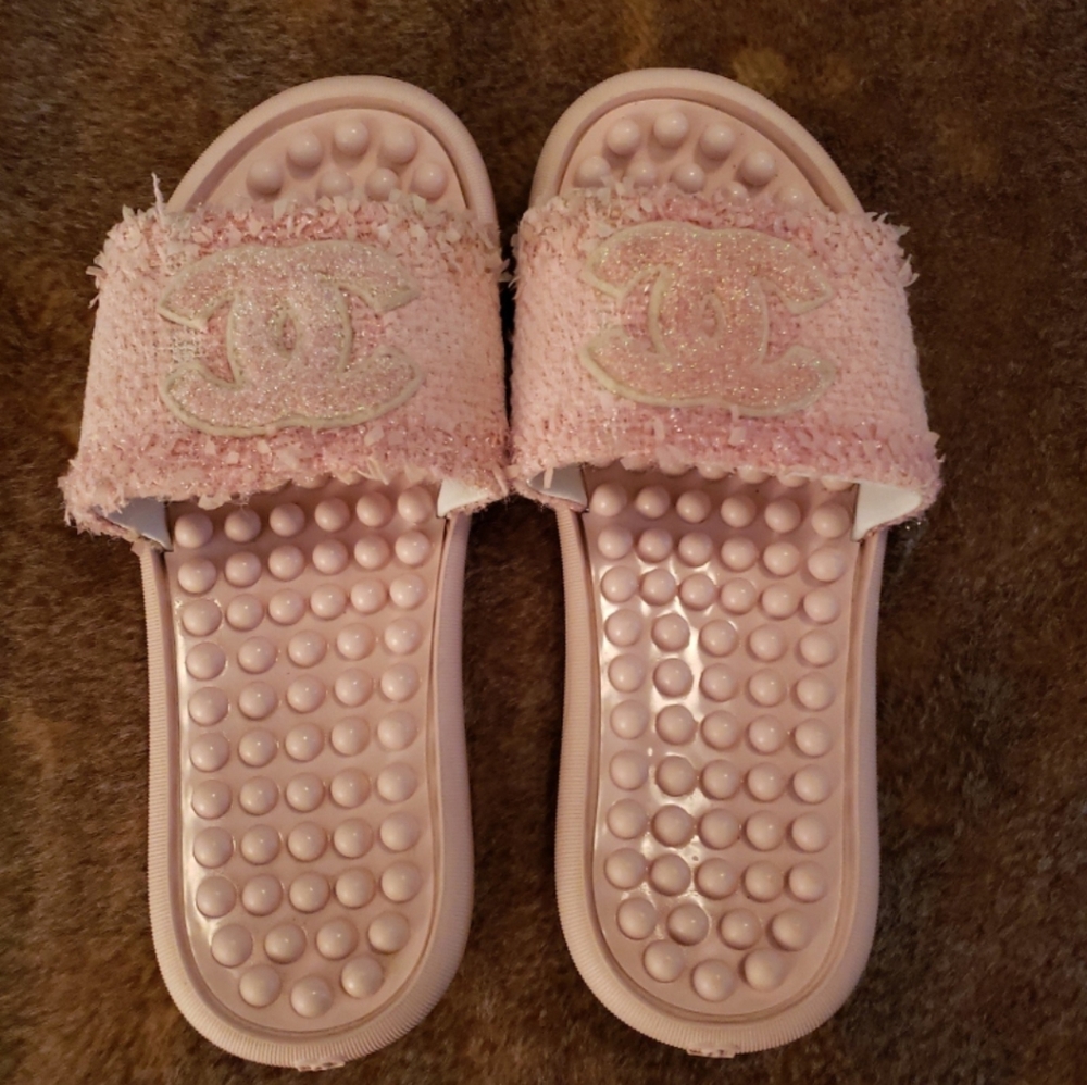 Chanel Cc Interlocking Slides Beach - Gem